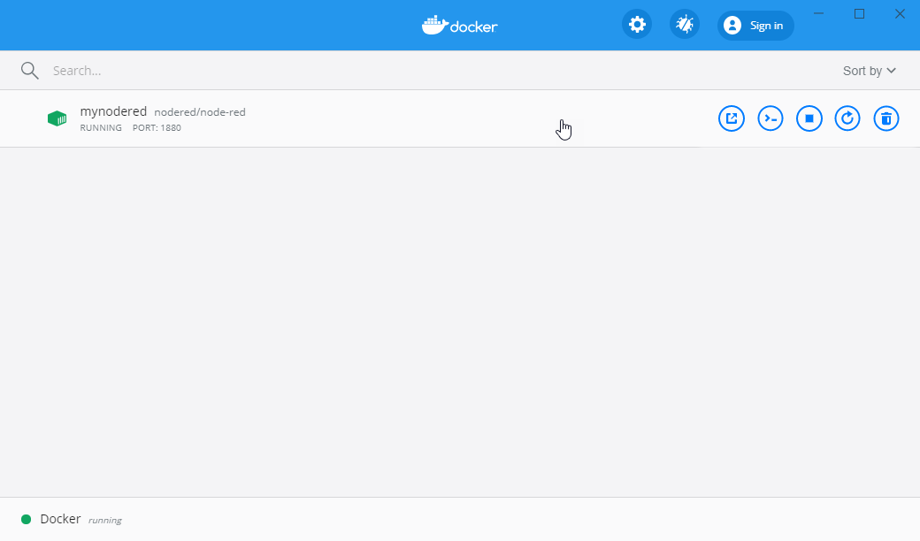 Docker starten - Node-Red
